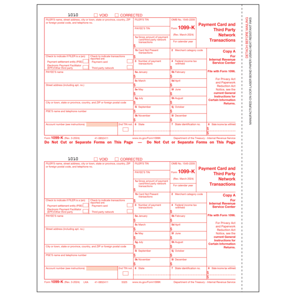 5325 1099-K Merchant Card Federal Copy A
